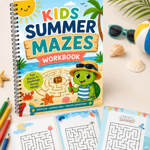 Free Summer Mazes Activity Workbook - KY designX