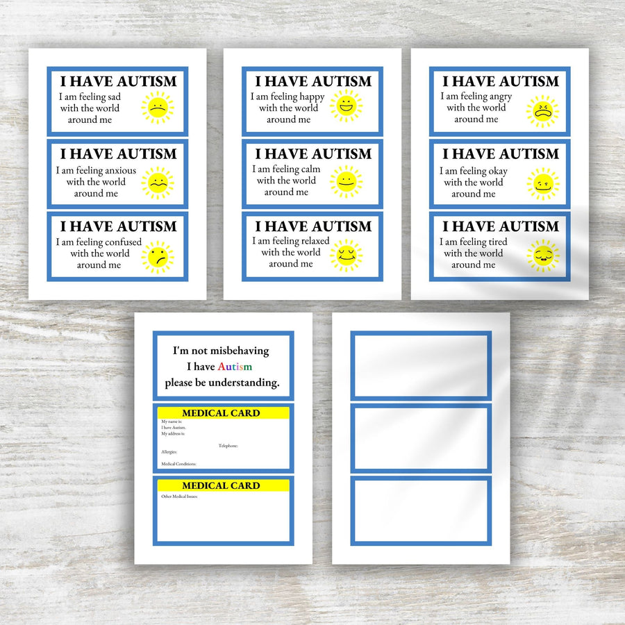 Autism Printable Medical ID and feelins Card - KY designX