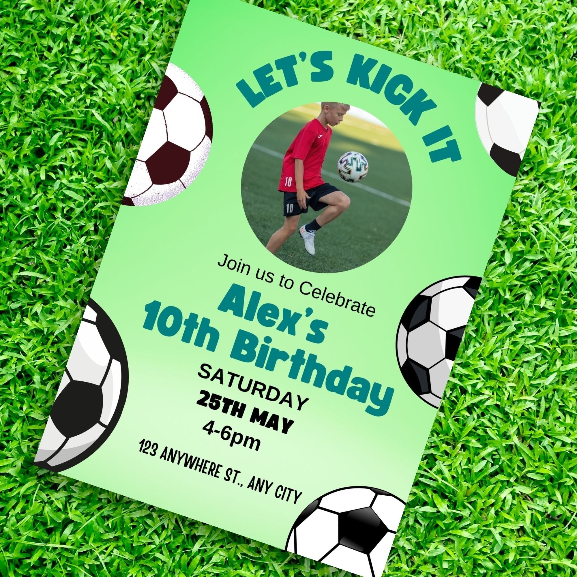 Customizable football birthday invitation template Canva - KY designX