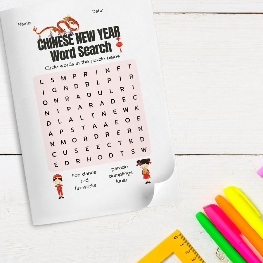 Free Chinese New Year Printable Word search - KY designX