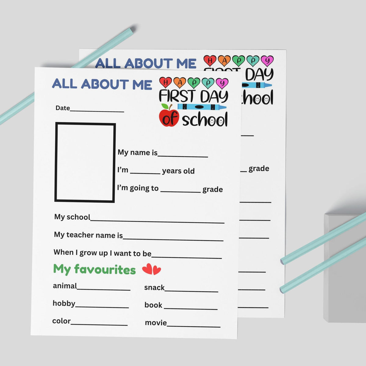 Free Printable First Day of School Worksheet - KY designX