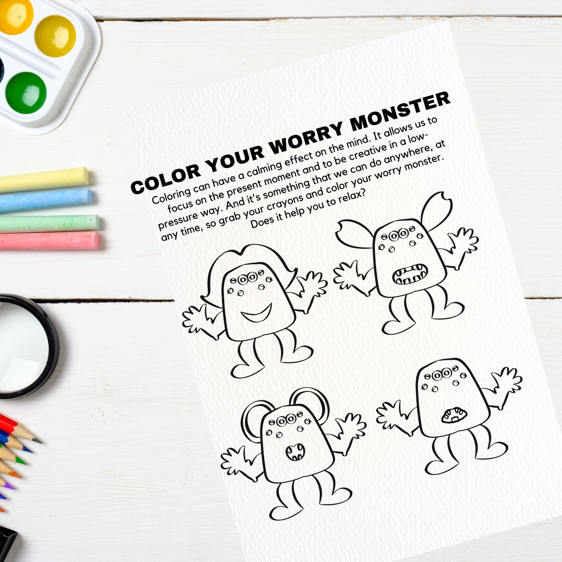 Free printable The worry monster - KY designX