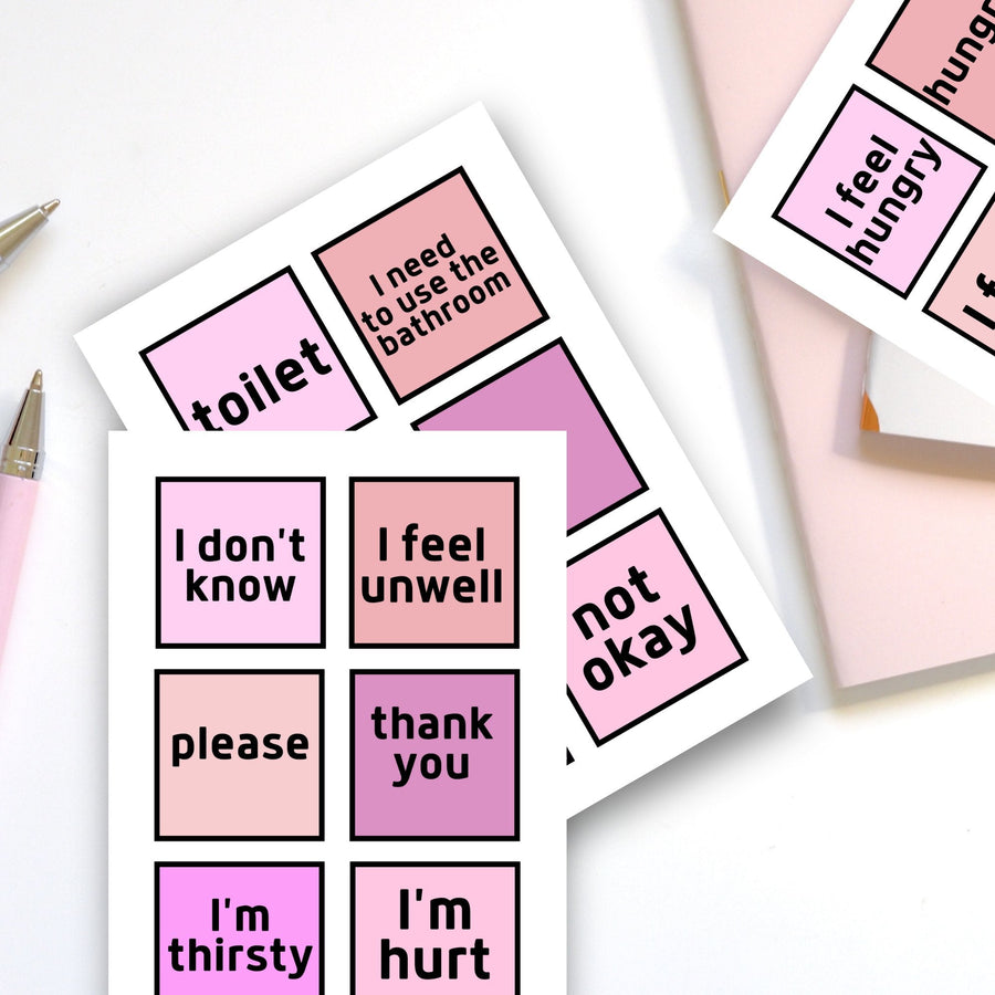 Pink Printable non=Verbal Communication Cards - KY designX