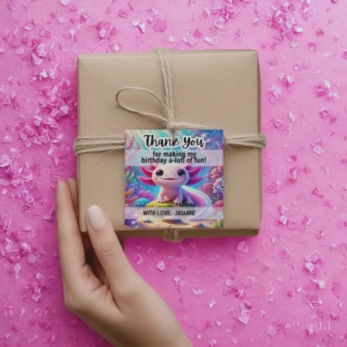 Editable Axolotl Birthday Favor Tags - KY designX