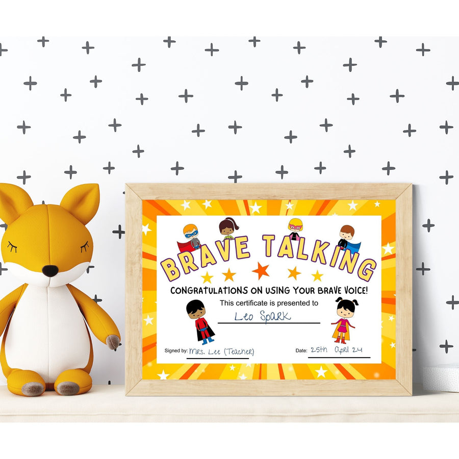 Selective Mutism Brave Talking Certificate - KY designX