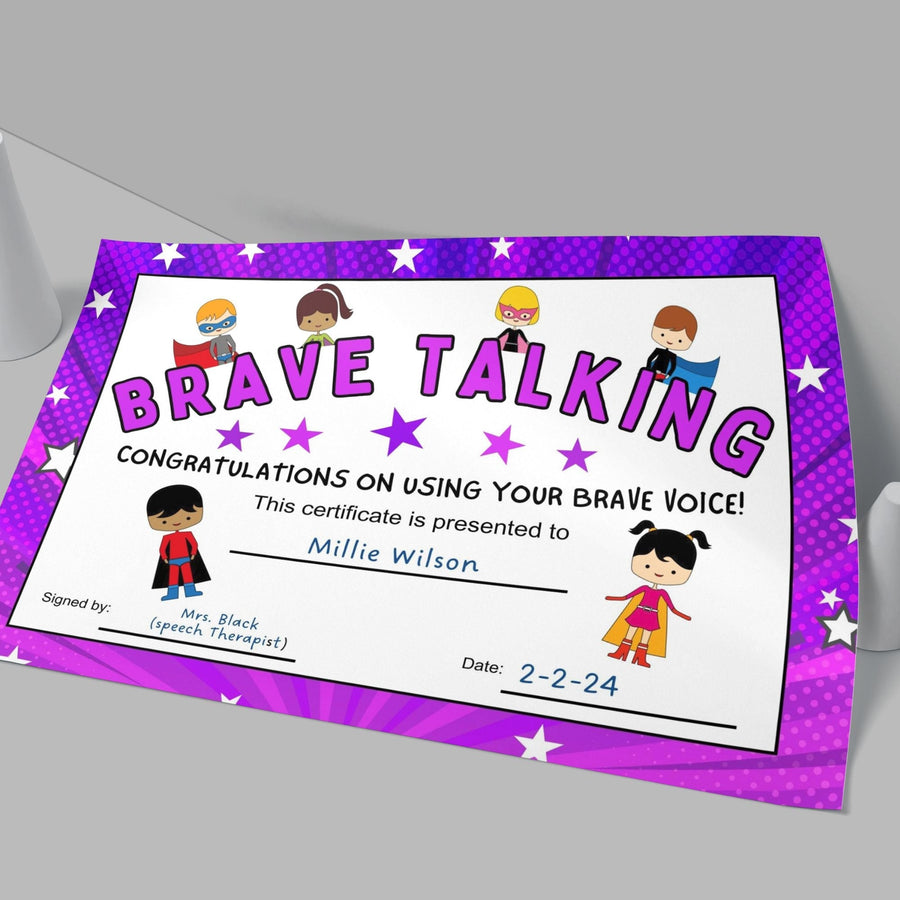 Printable Brave Talking Certificate - KY designX