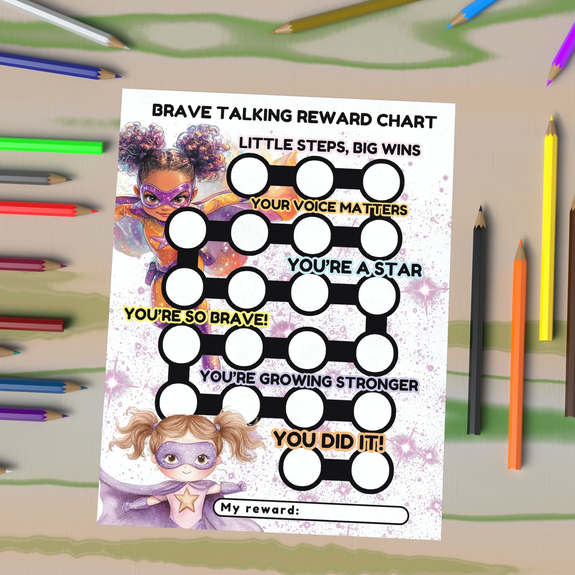 Printable Brave Talking Reward Chart for Kids - KY designX