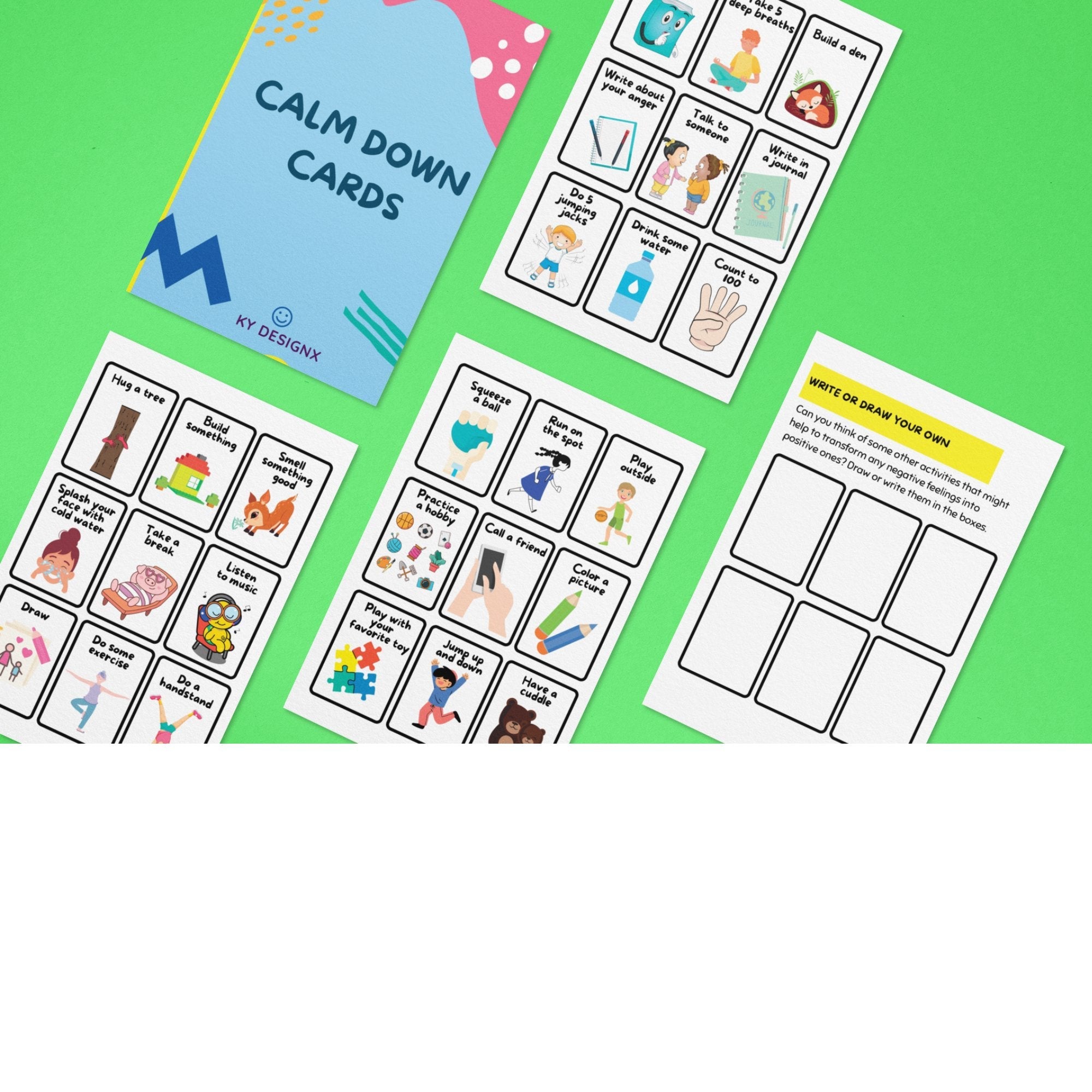 Printable Calm Down Cards for Kids - KY designX