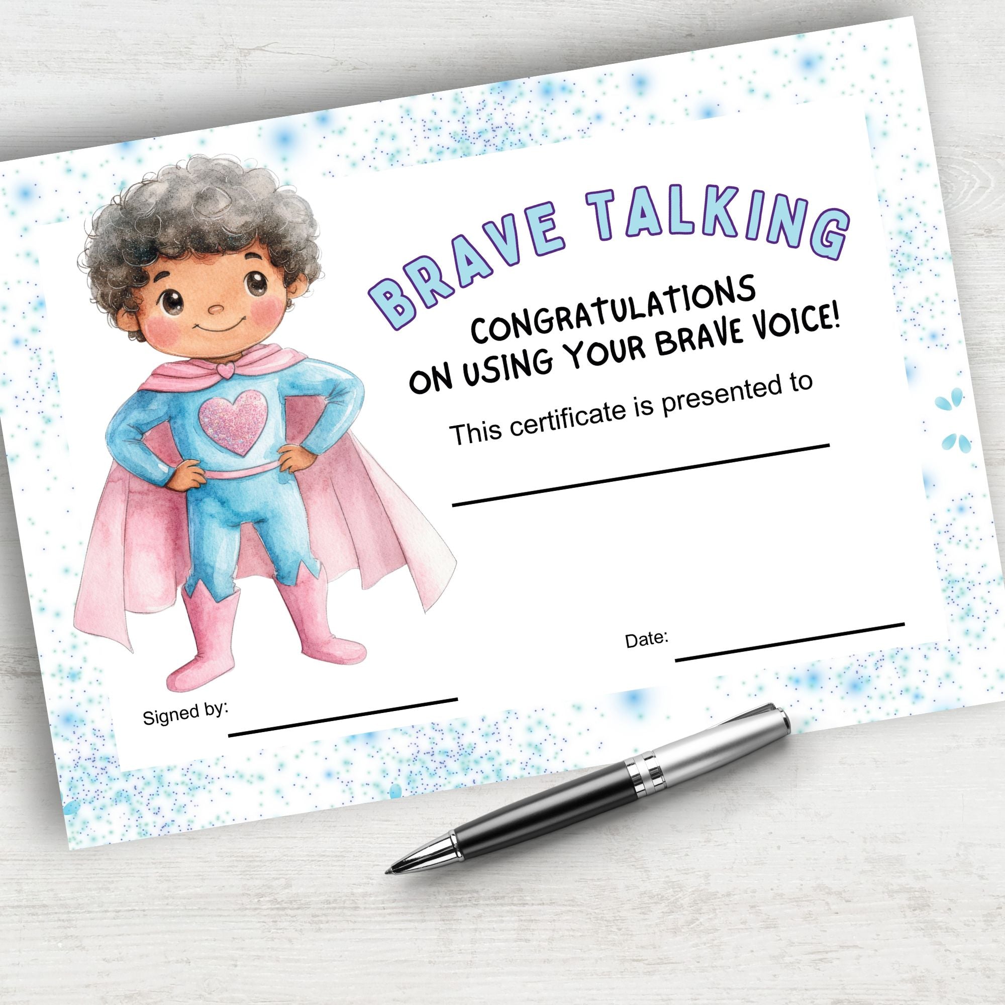 Printable Confident Voice Certificate for kids - KY designX