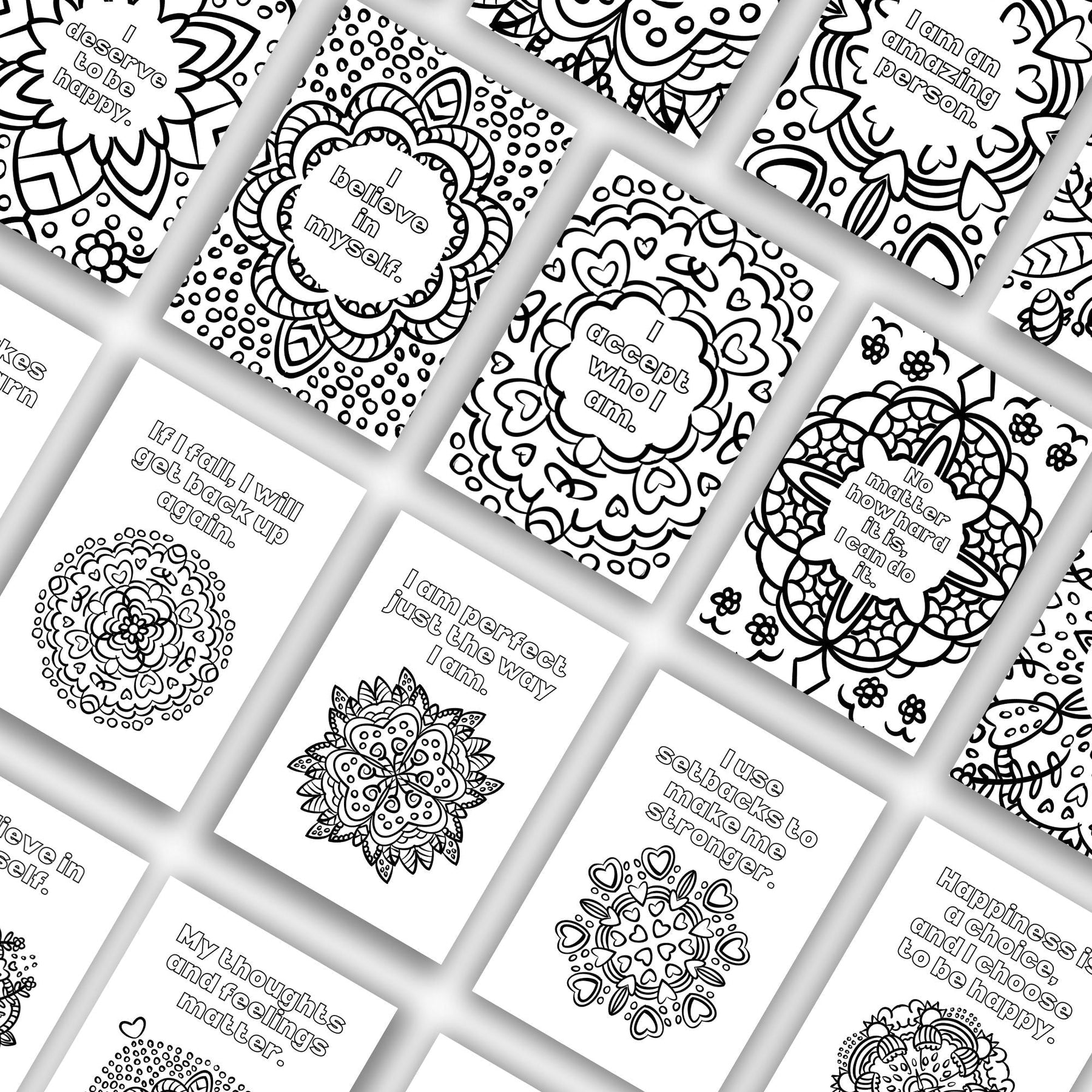 Mindfulness Printable Affirmations Coloring Book - KY designX