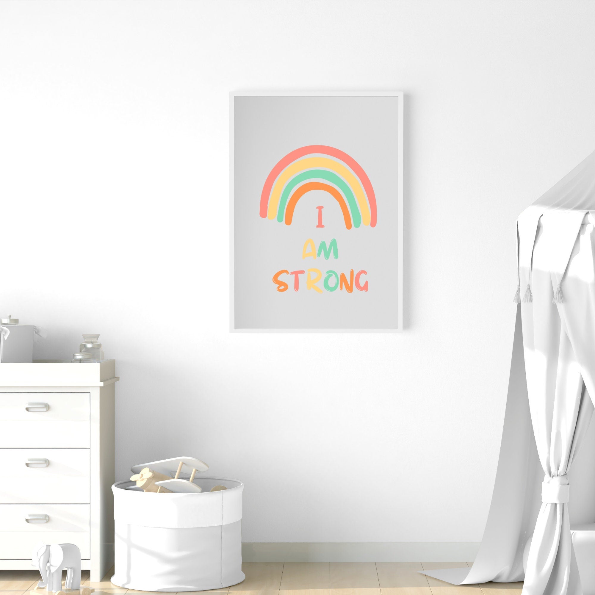 printable rainbow I am strong wall art - KY designX